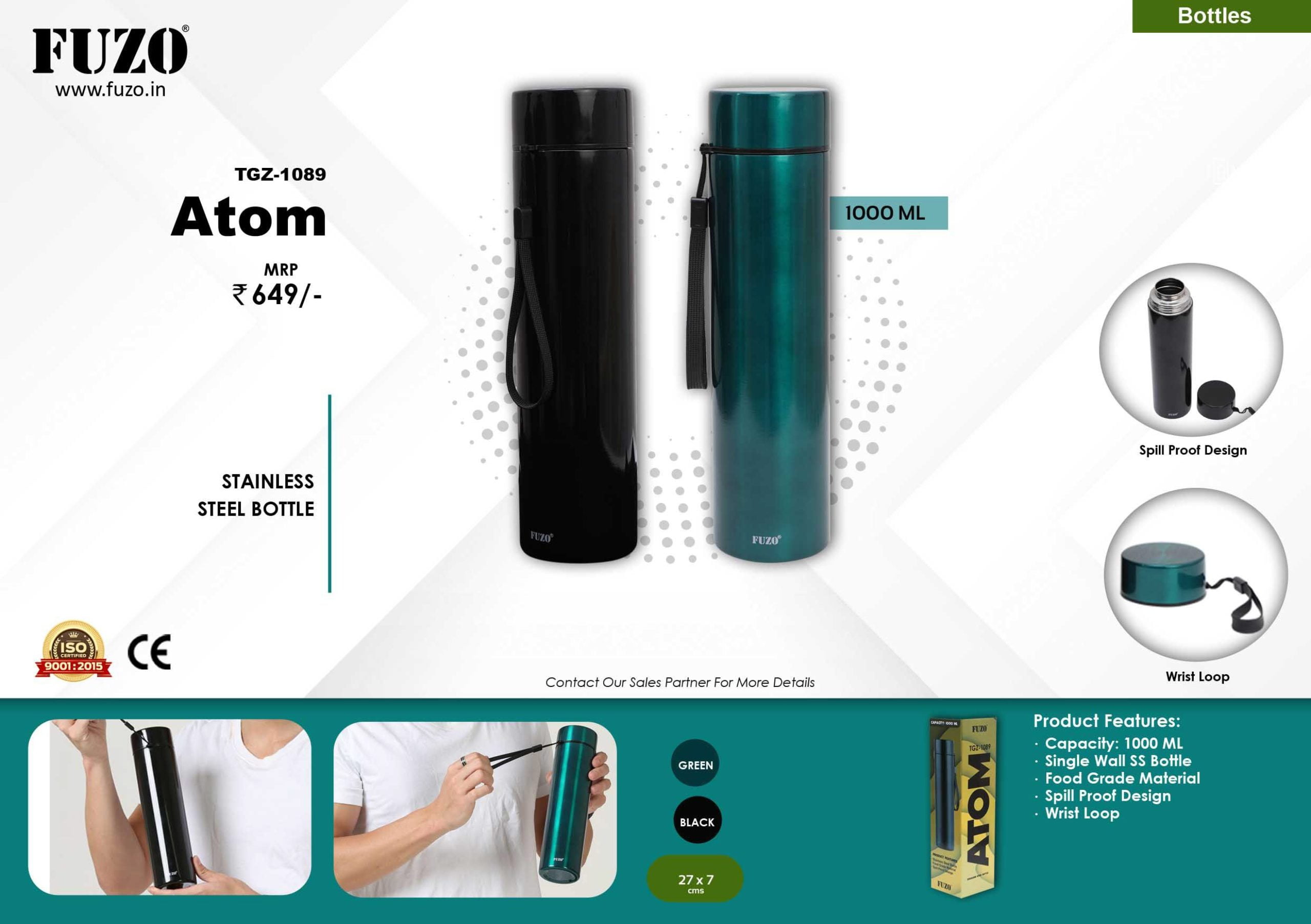 FUZO Atom Stainless steel Bottle | Smart Branding Solutions