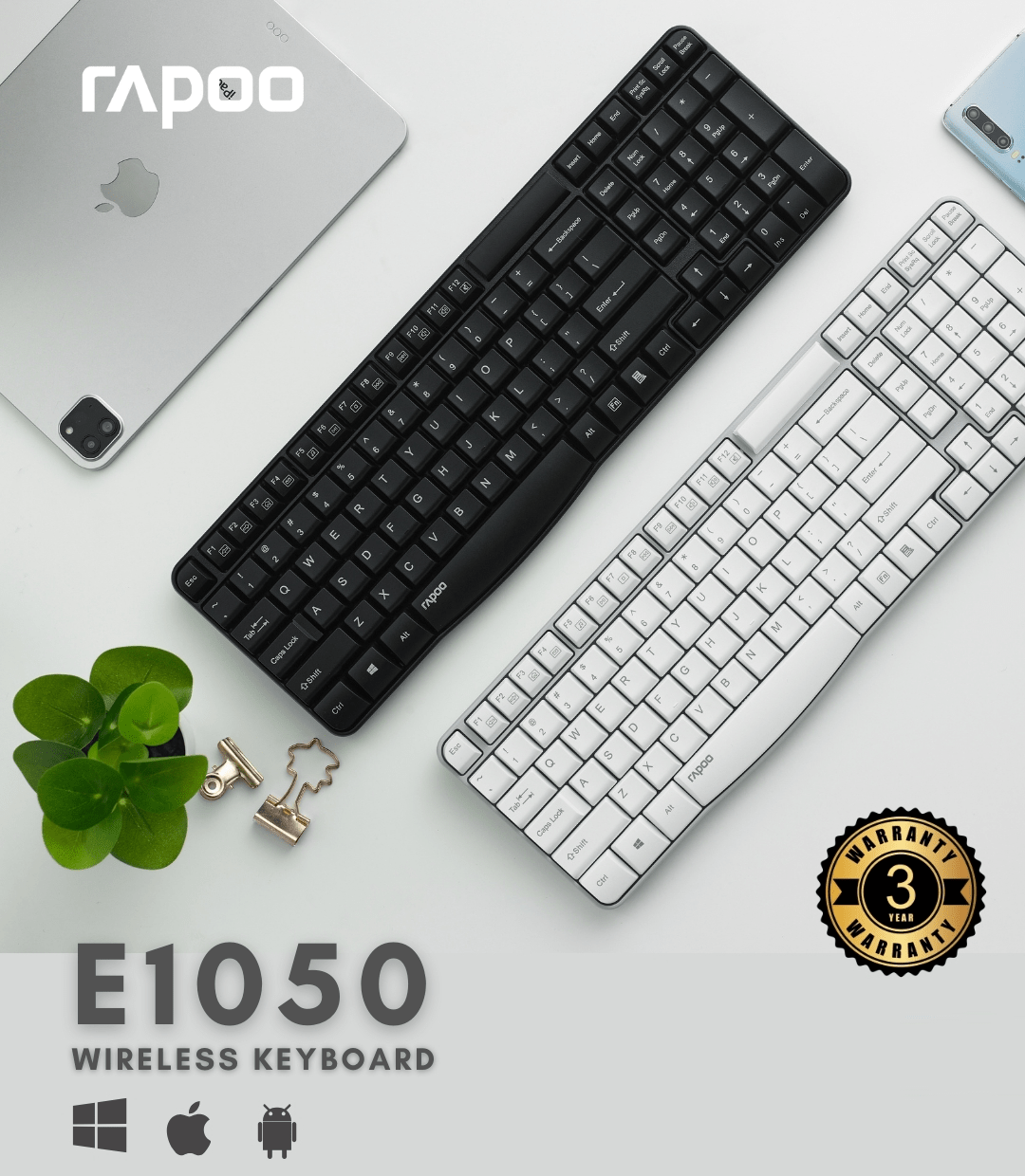 RAPOO-8210M-Multimode-wireless keyboard | Smart Branding Solutions